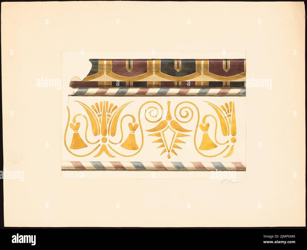 Sievers Carl (1834-1891), decorative studies (1856-1856): Colored beams ...