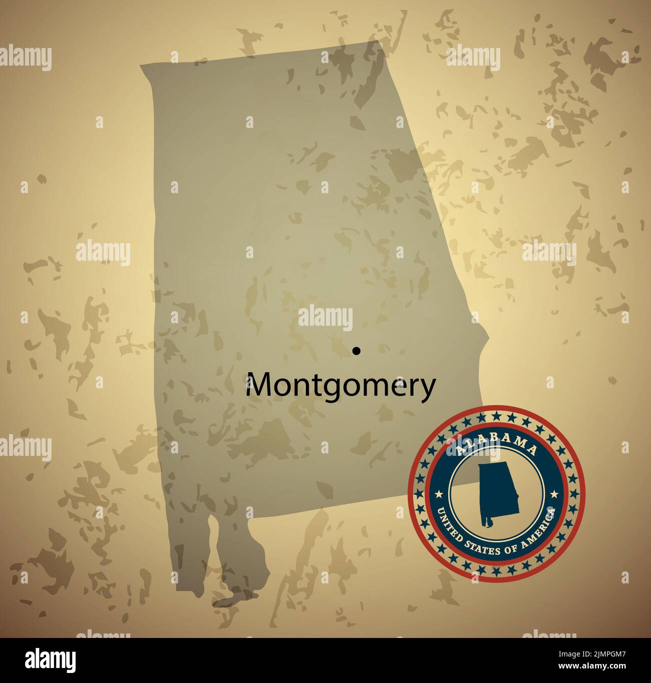Alabama map with stamp vintage vector background Stock Photo - Alamy