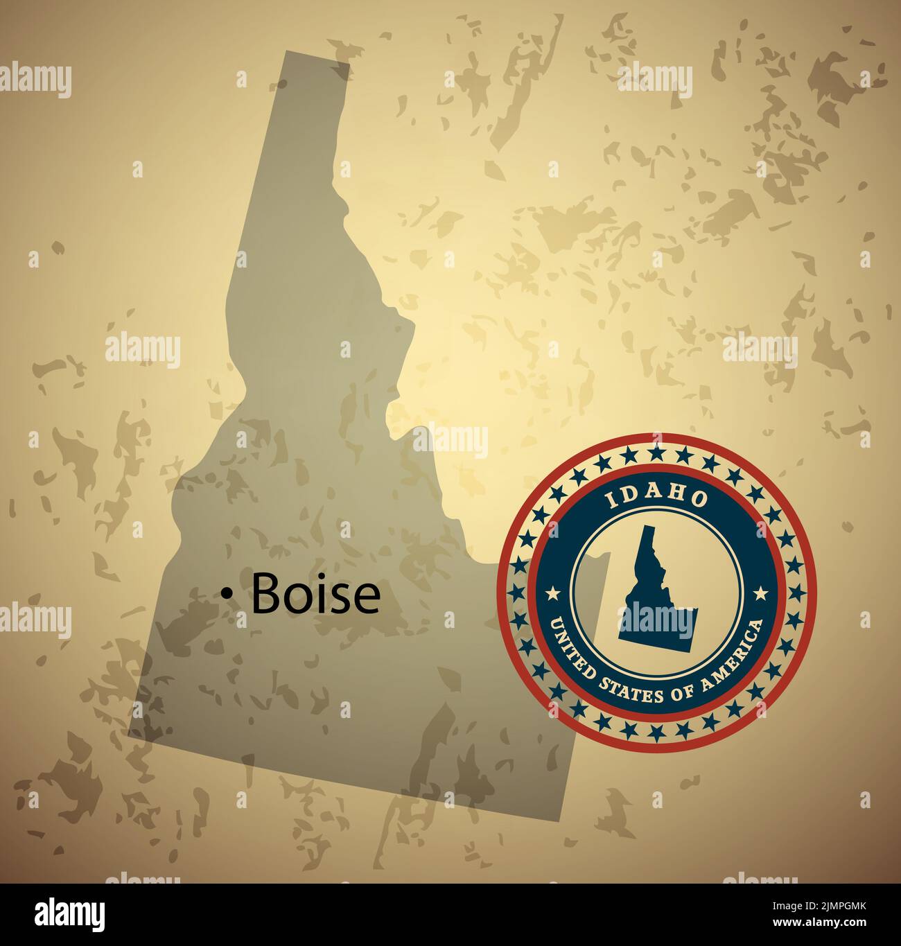 Idaho map with stamp vintage vector background Stock Photo - Alamy
