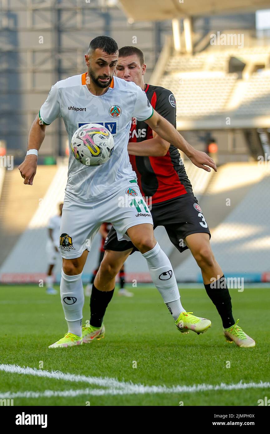ISTANBUL, TURKEY - AUGUST 7: Efkan Bekiroglu of Alanyaspor, Emir Yazici ...