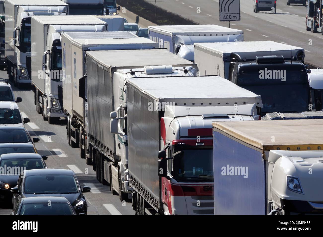 Traffic jam on a highway Stock Photo - Alamy