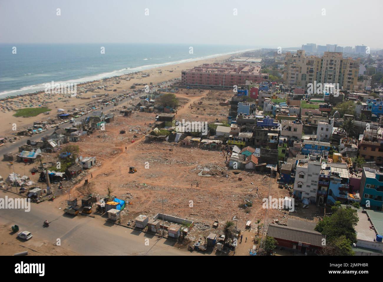 Aerial view of slum in chennai,marina beach Stock Photo - Alamy