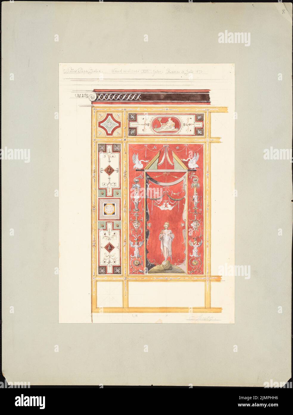 Sputh Ernst, Palazzo Papa Guilio in Rome (03.07.1873): Wall painting ...