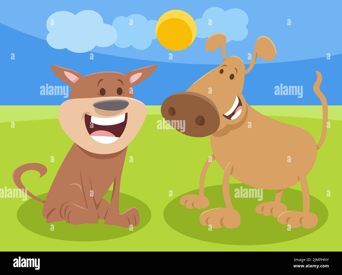 Two funny cartoon dogs comic animal characters Stock Photo - Alamy