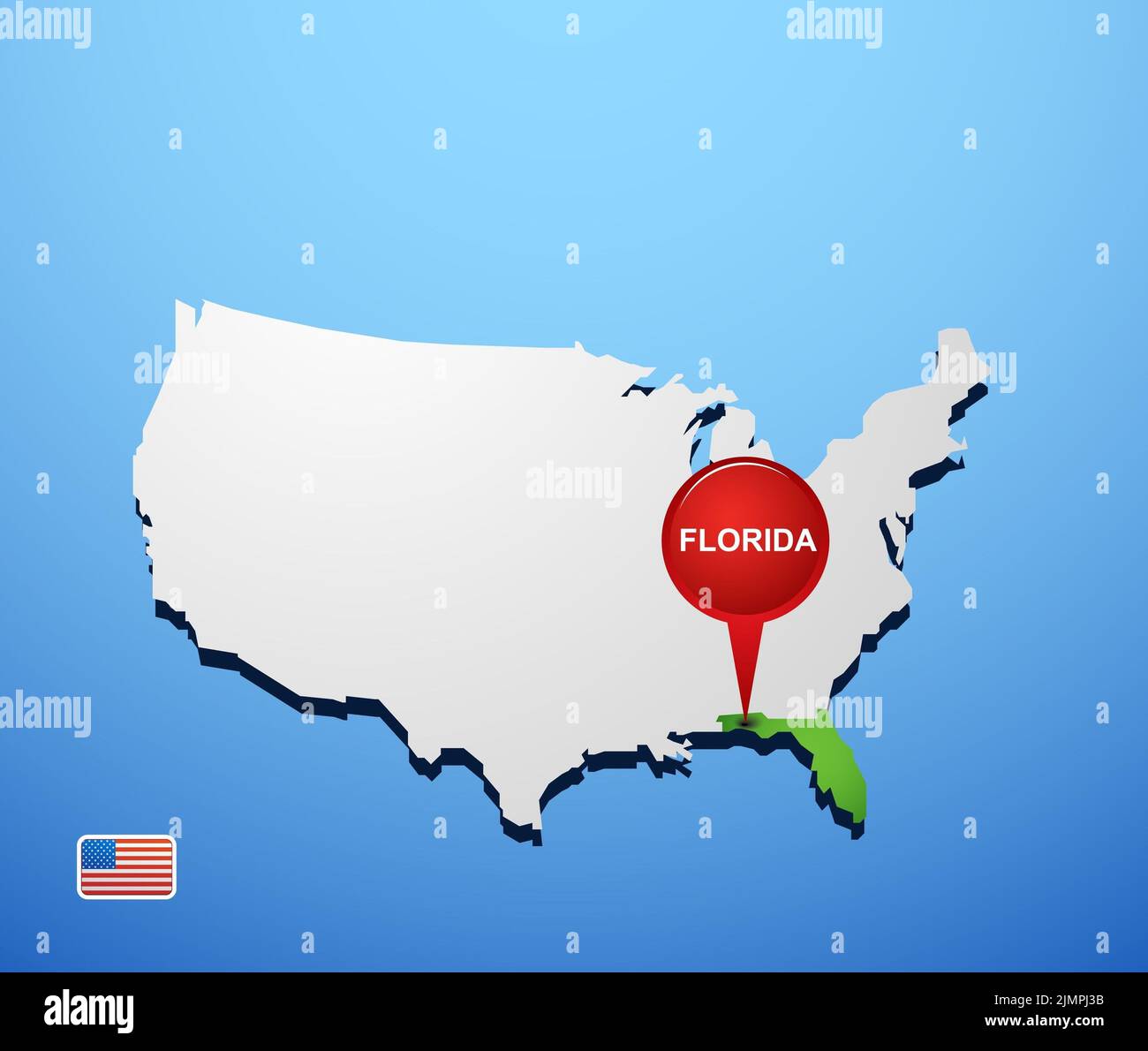 Florida on USA map Stock Photo - Alamy