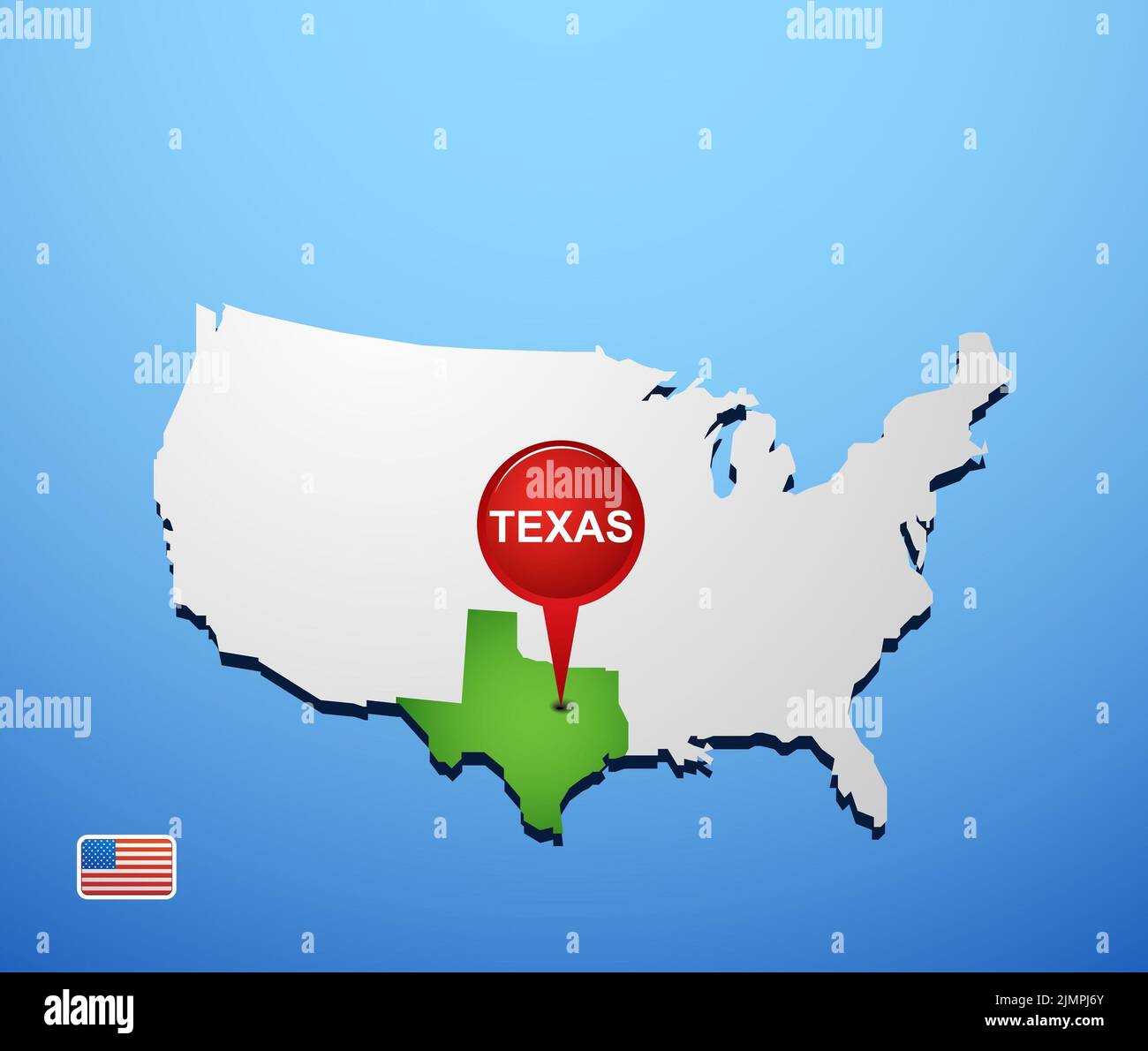 Texas on USA map Stock Photo - Alamy