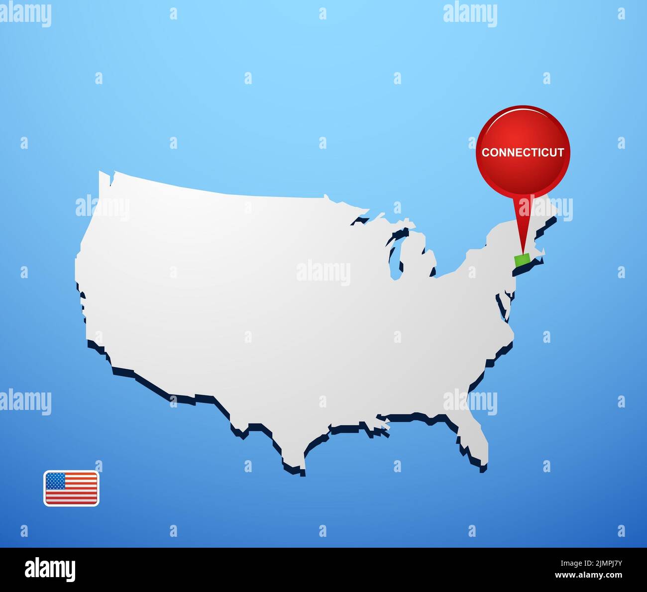 Connecticut on USA map Stock Photo - Alamy