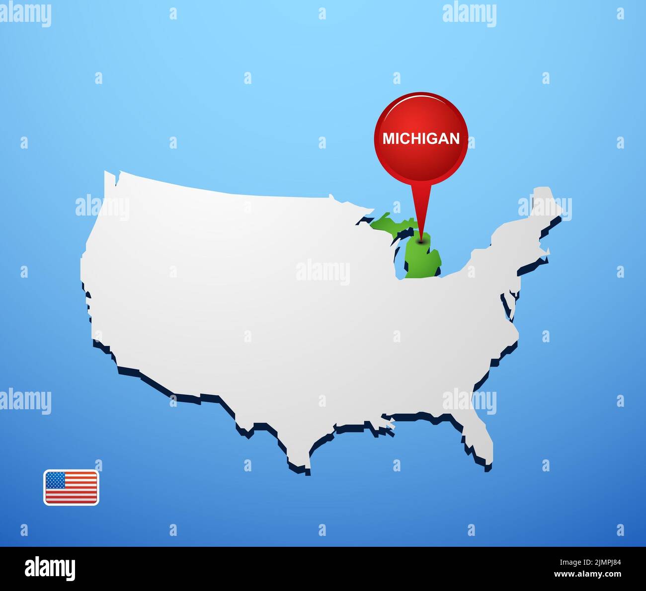 Michigan on USA map Stock Photo - Alamy