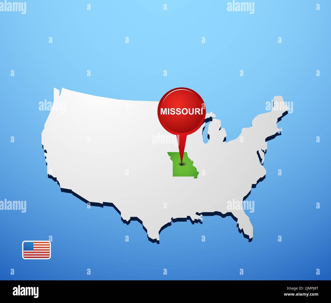 Missouri on USA map Stock Photo - Alamy