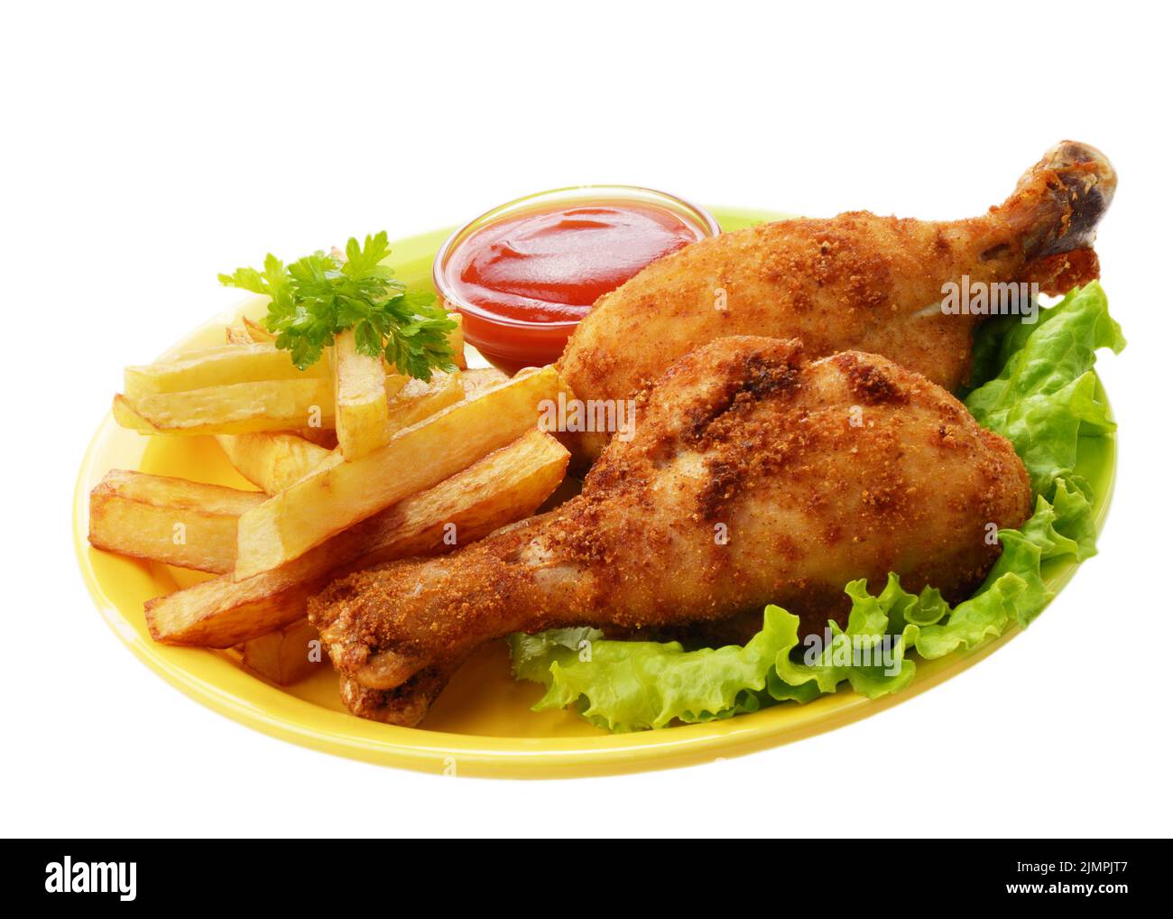 Fried drumsticks with french fries Stock Photo - Alamy