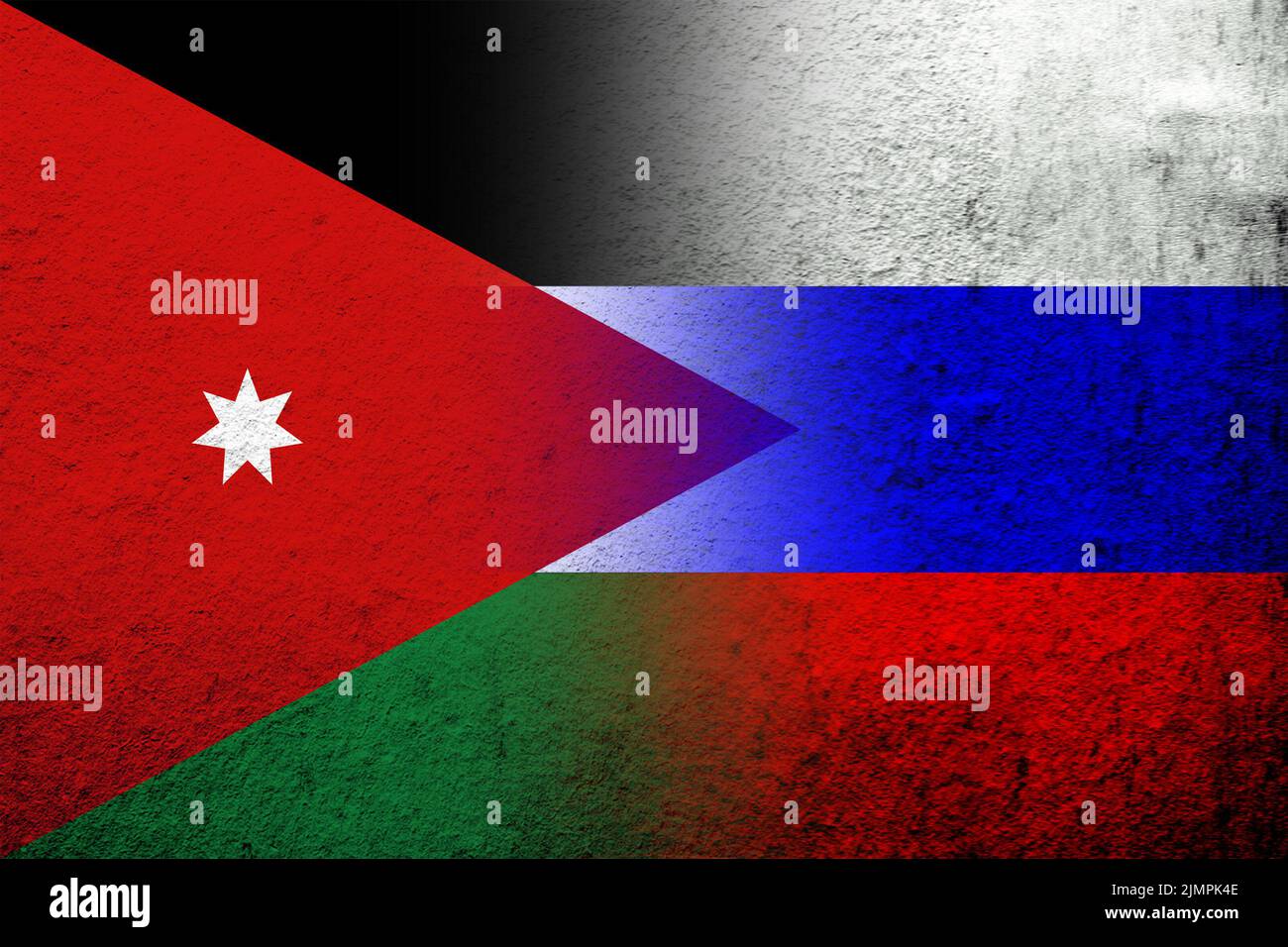 National flag of Russian Federation with The Hashemite Kingdom of ...