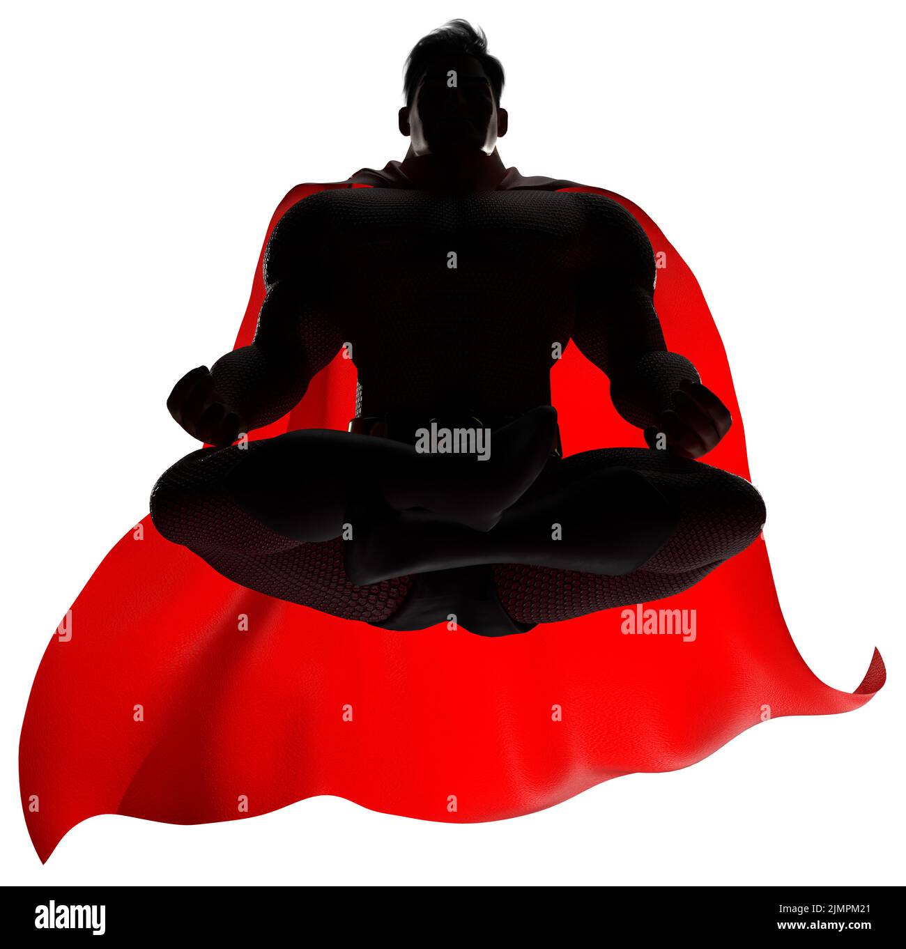 Superhero Meditating on White Silhouette 3D Render 2 Stock Photo - Alamy