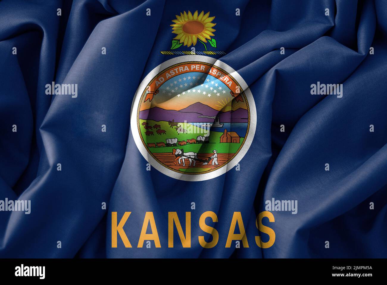 Kansas Flag, USA State Flag Kansas, fabric flag Kansas, 3D work and 3D ...