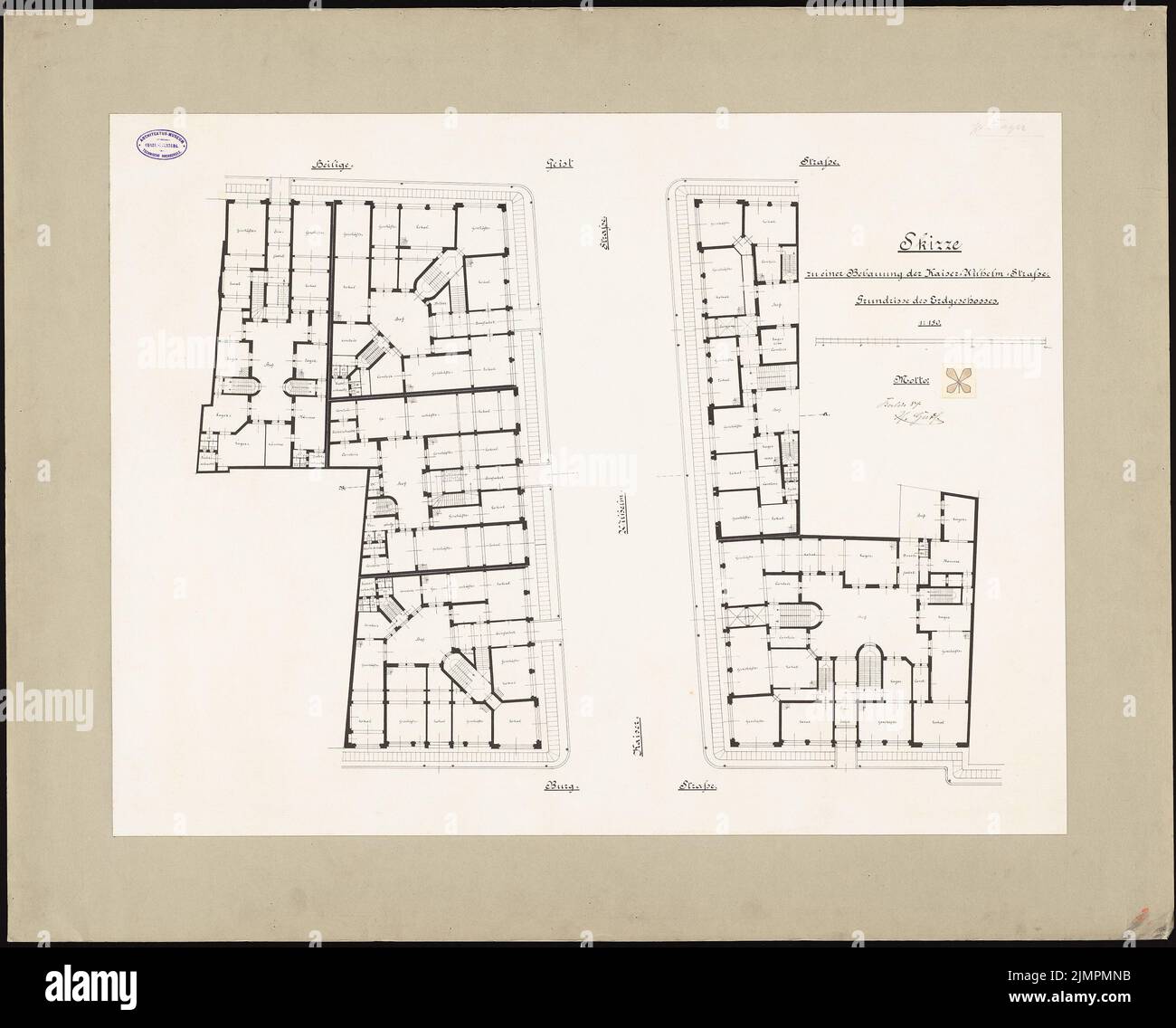 Guth Hermann (1851-1924), development of Kaiser-Wilhelm-Straße in Berlin (1884): Grundrisse eG 1 ...