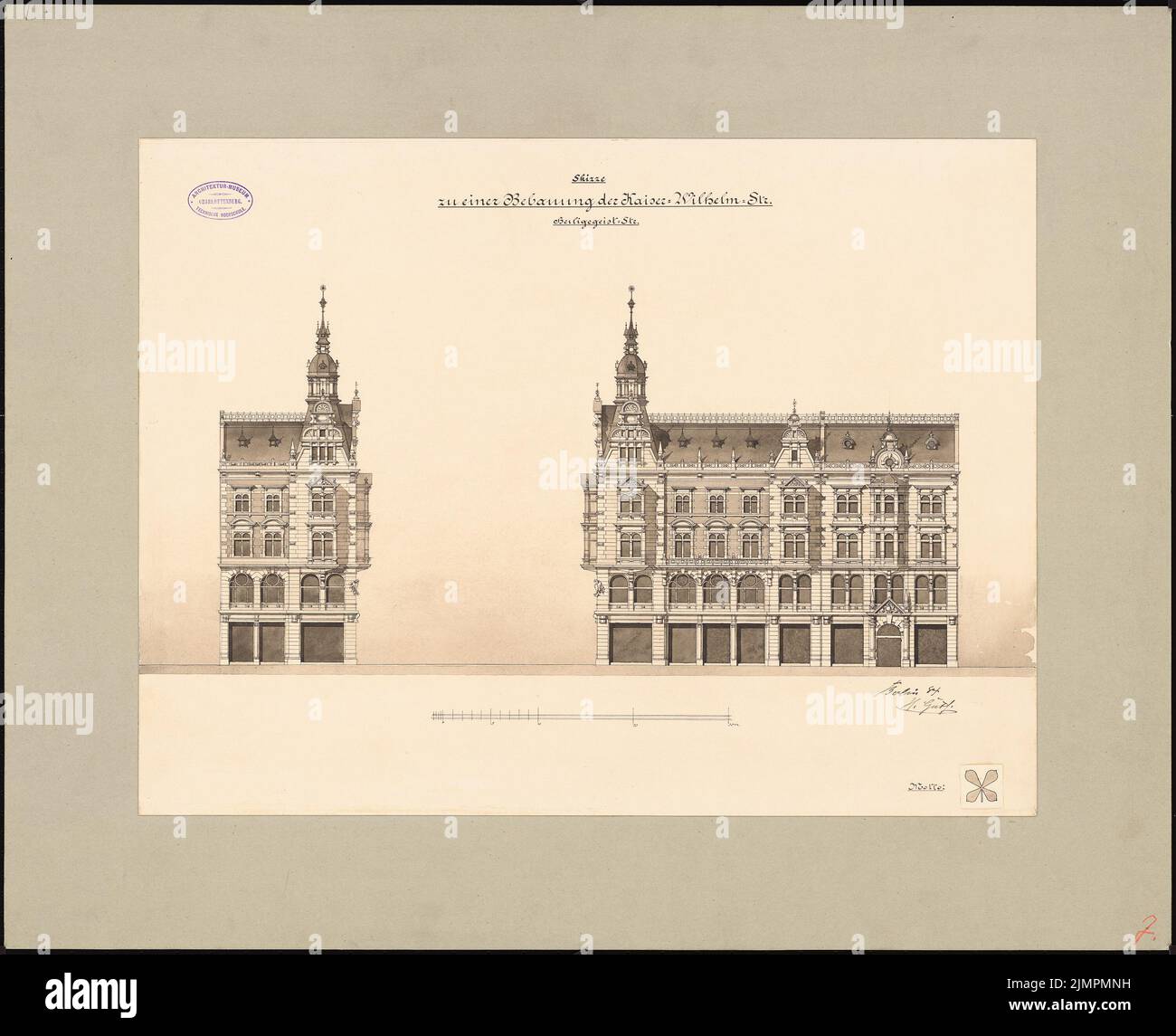 Guth Hermann (1851-1924), development of Kaiser-Wilhelm-Straße in Berlin (1884): Facades at ...
