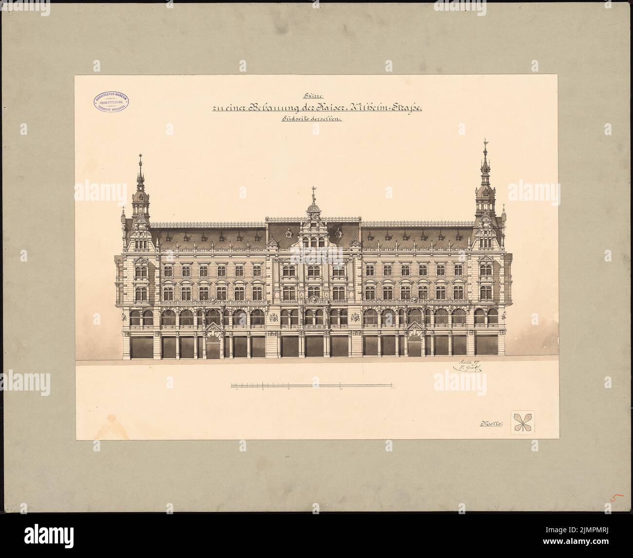 Guth Hermann (1851-1924), development of Kaiser-Wilhelm-Straße in Berlin (1884): Facades on the ...