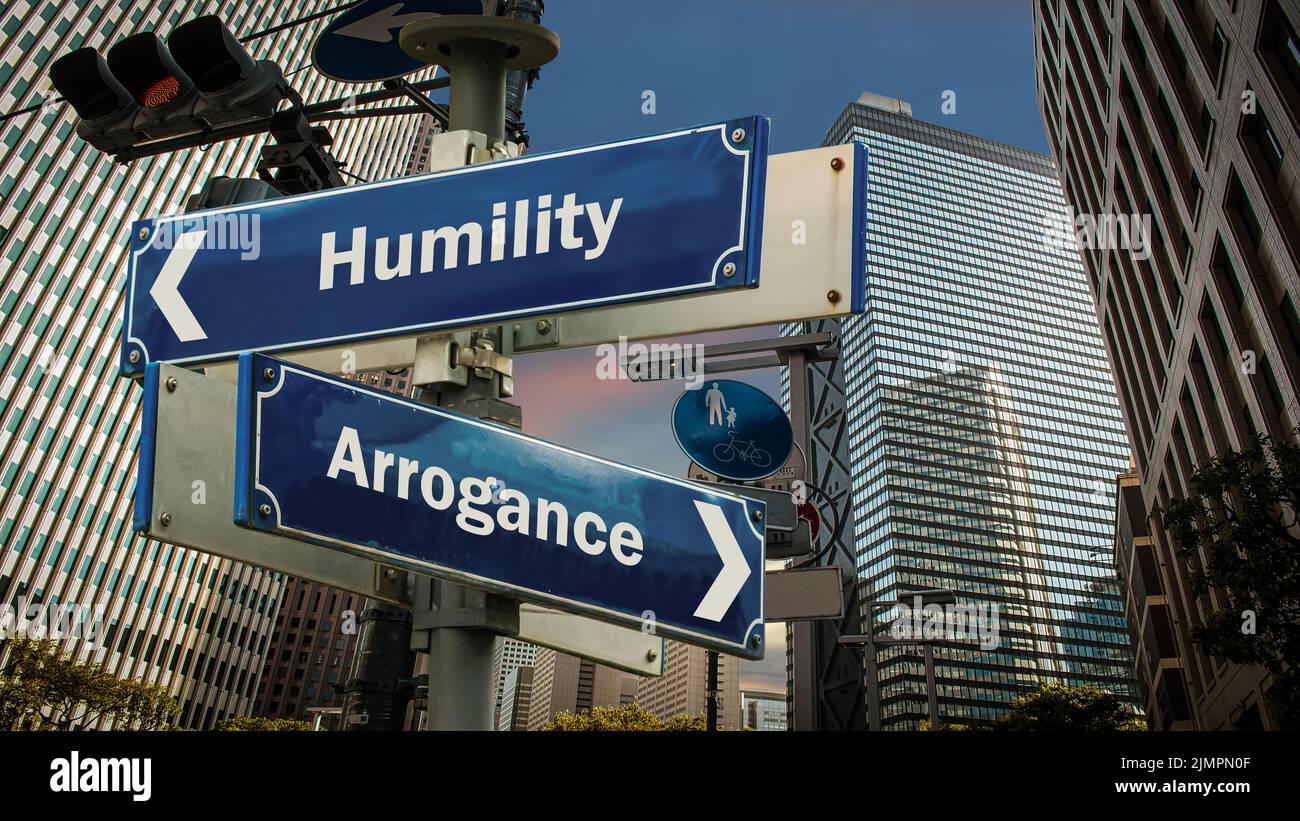 Street Sign to Humility versus Arrogance Stock Photo - Alamy