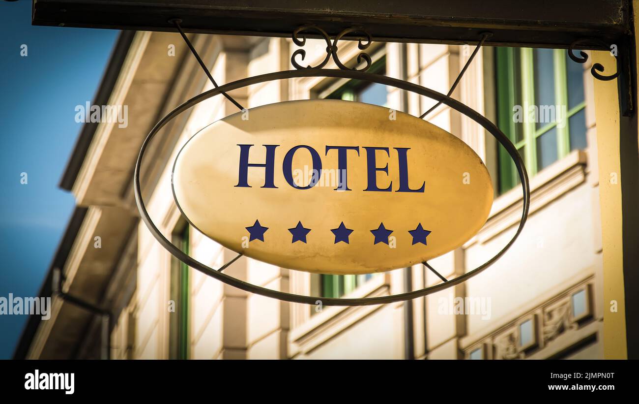 Street Sign to Hotel Stock Photo - Alamy