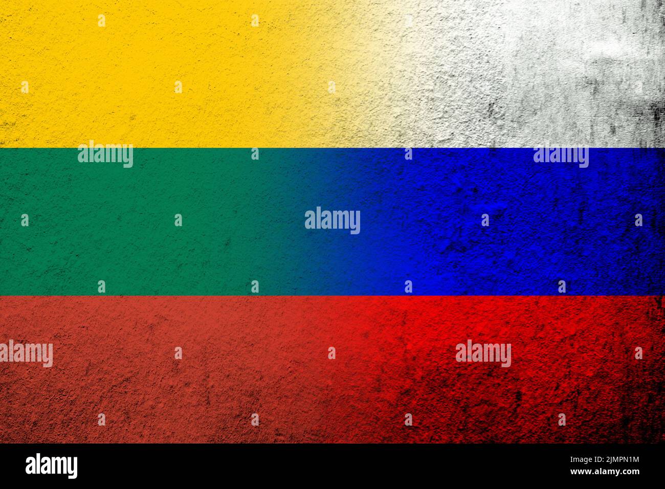 National flag of Russian Federation with The Republic of Lithuania ...