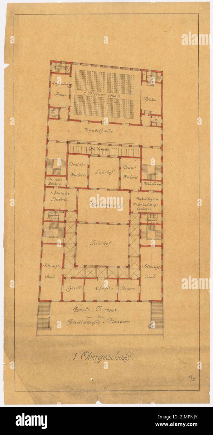 Poelzig Hans (1869-1936), House of Friendship, Istanbul. Preliminary ...