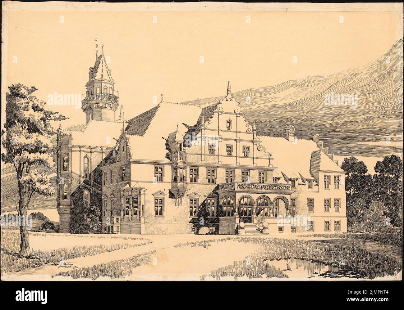 Schloss ornontowitz bei gleiwitz 1900 hi-res stock photography and ...