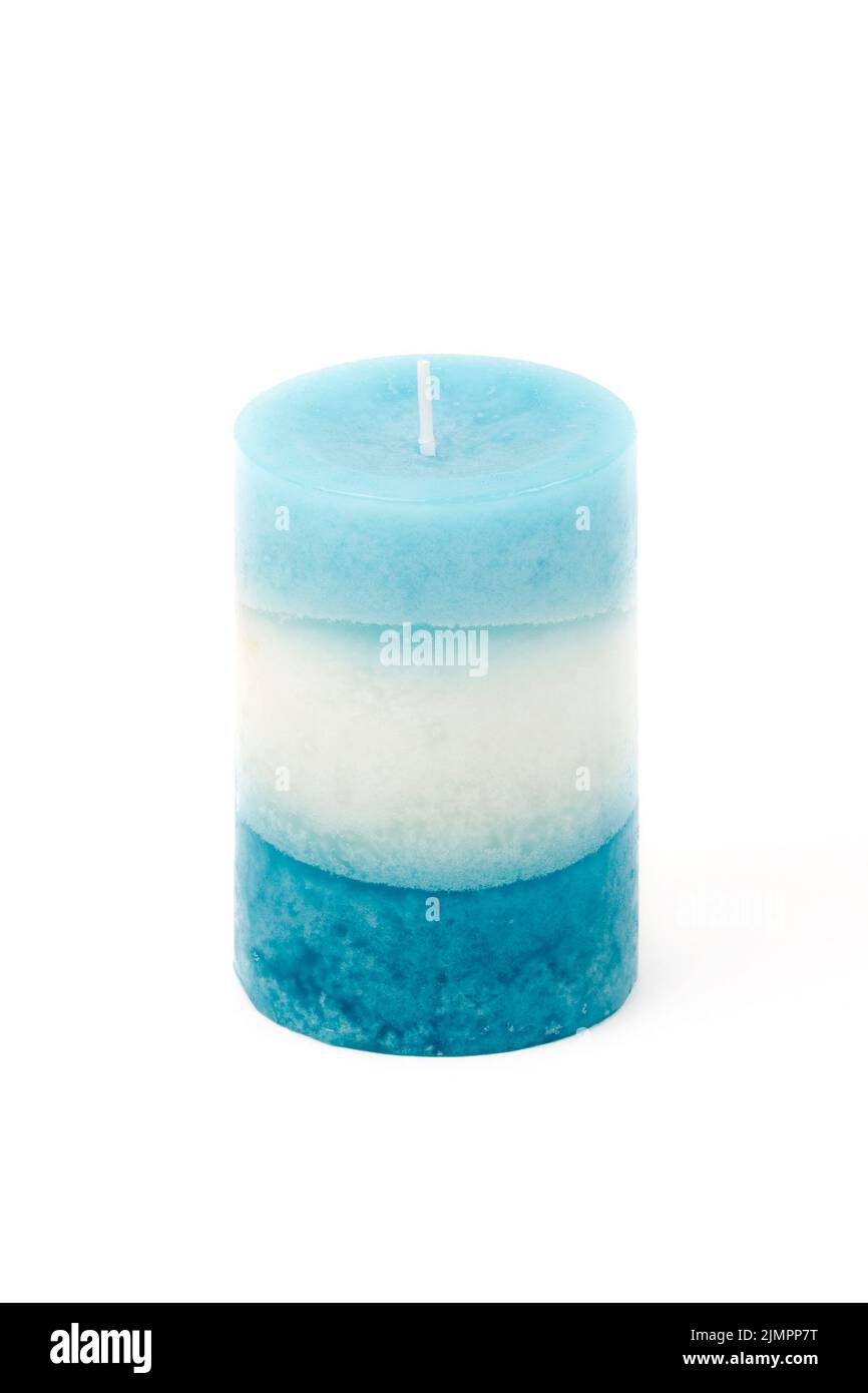 Blue candle on a white background Stock Photo - Alamy