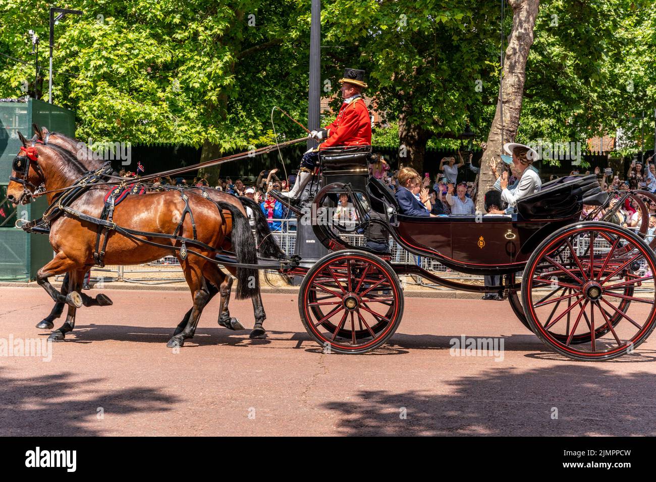 Members Of The British Royal Family Return Along The Mall In A Horse ...