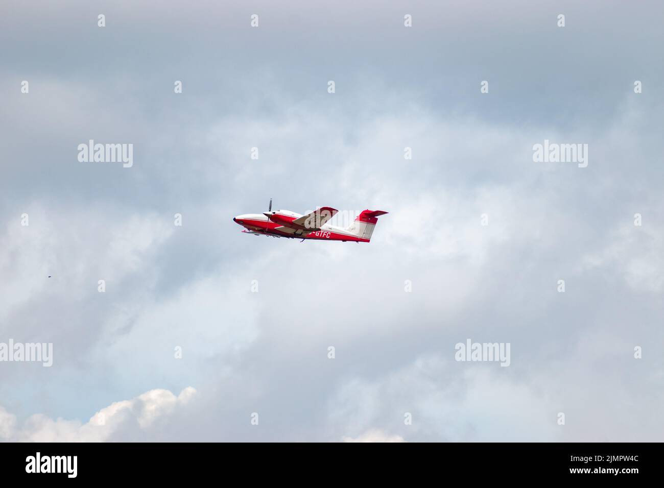 Muenster, Germany, July 9, 2022 Piper PA44-180 Seminole propeller plane ...