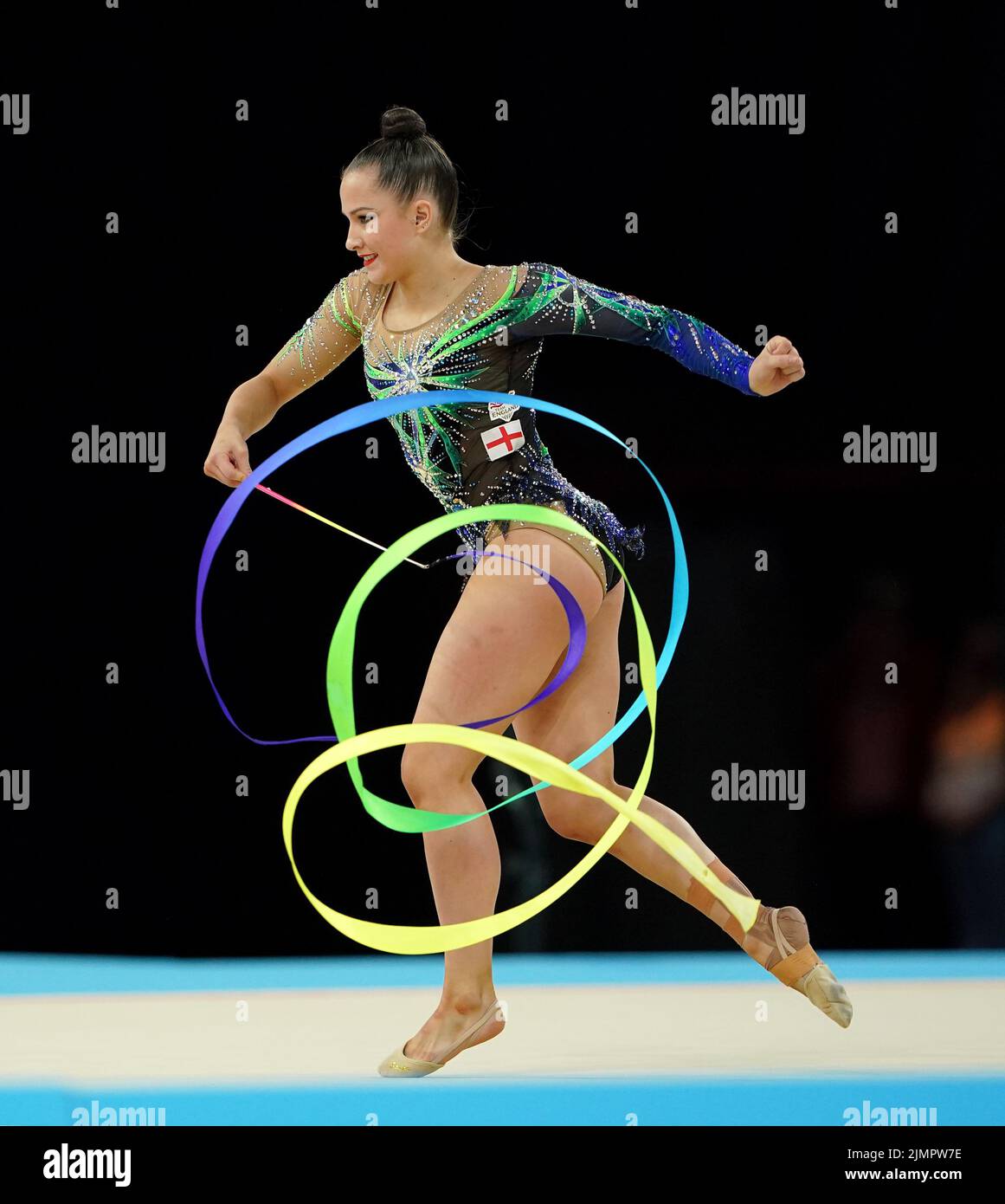 England's Saffron Severn competes during the ribbon Final on day nine ...