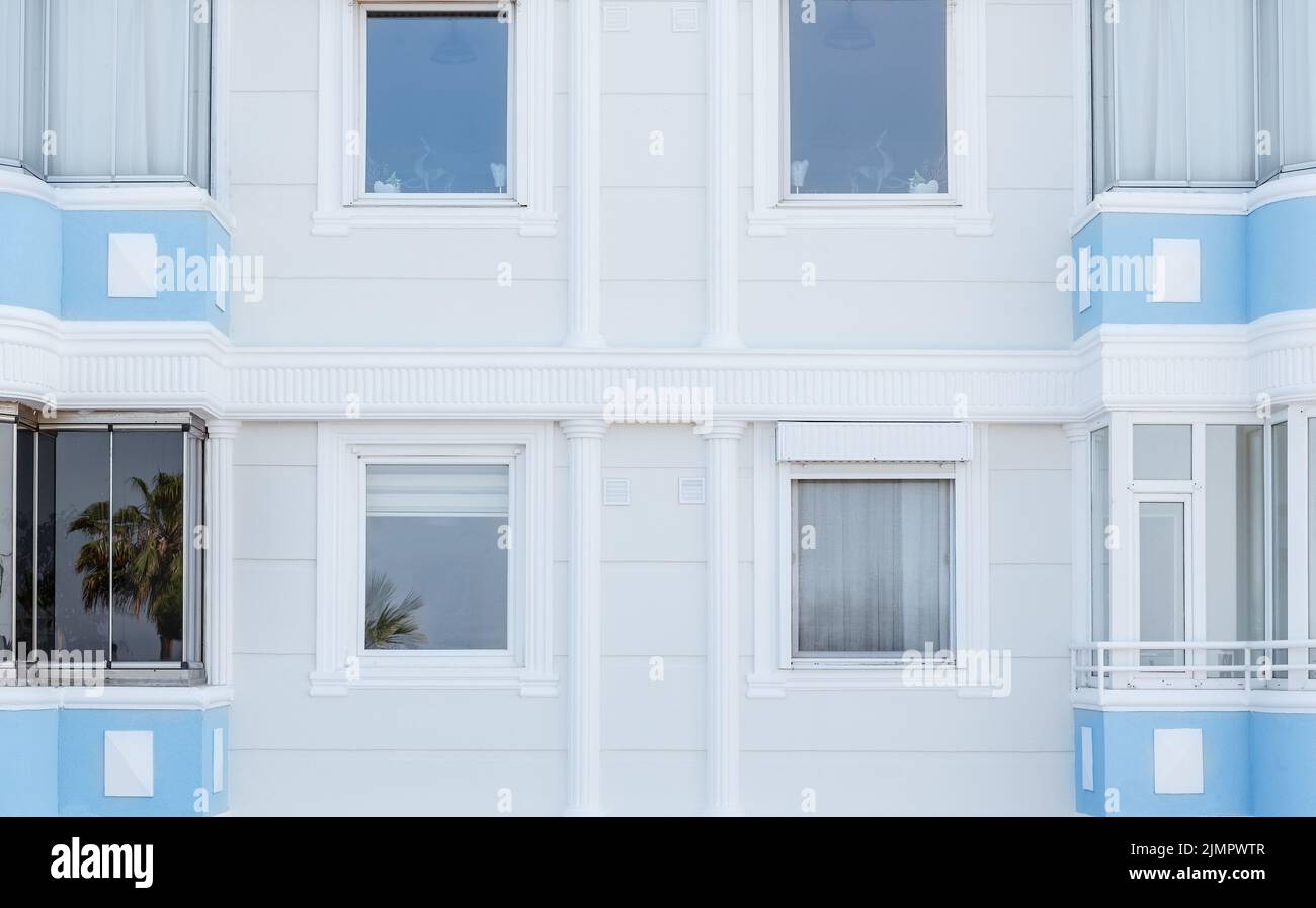 Abstract image of architecture with windows and balconies. Front view ...