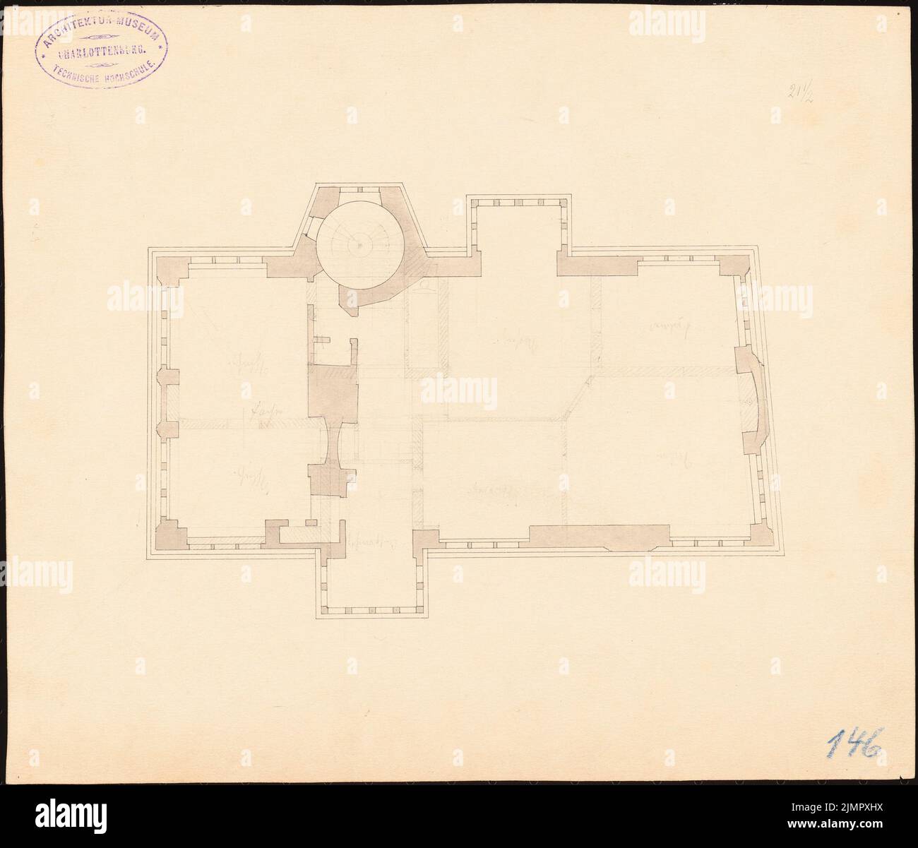Raschdorff julius 1823 1914 wohnhaus grundriss eg tusche hi-res stock ...