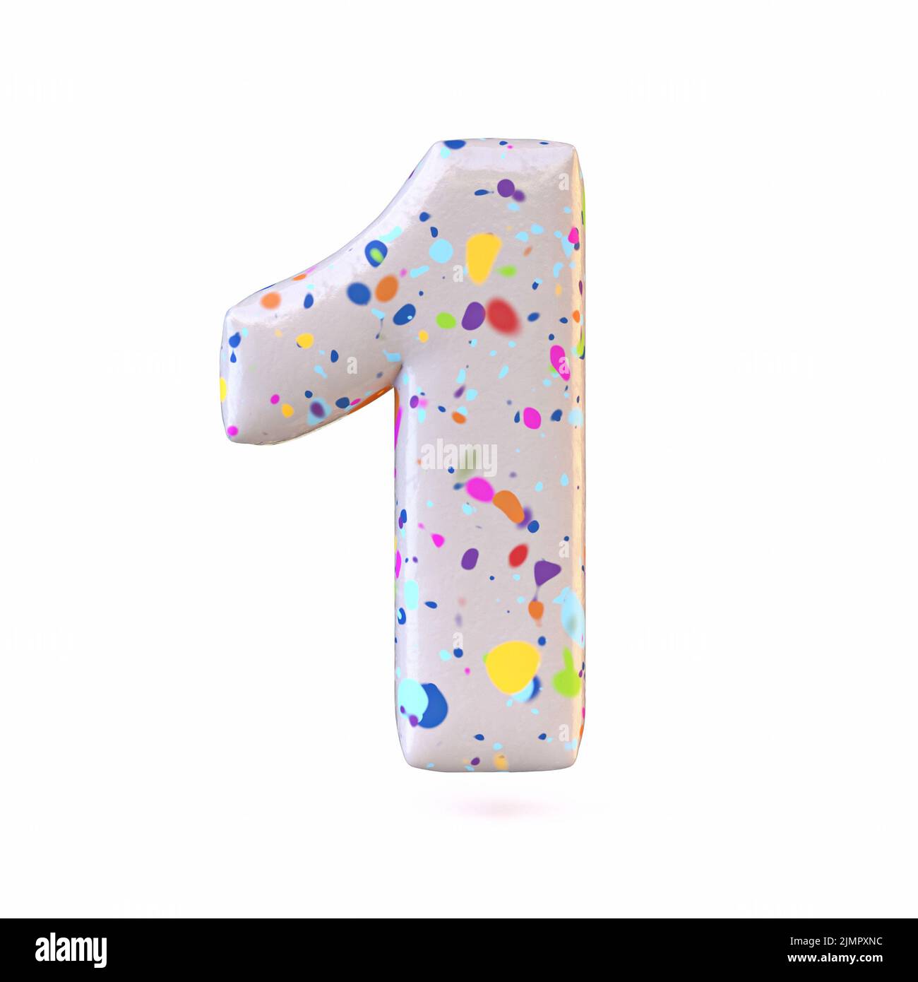 Colorful terrazzo pattern font Number 1 ONE 3D Stock Photo - Alamy