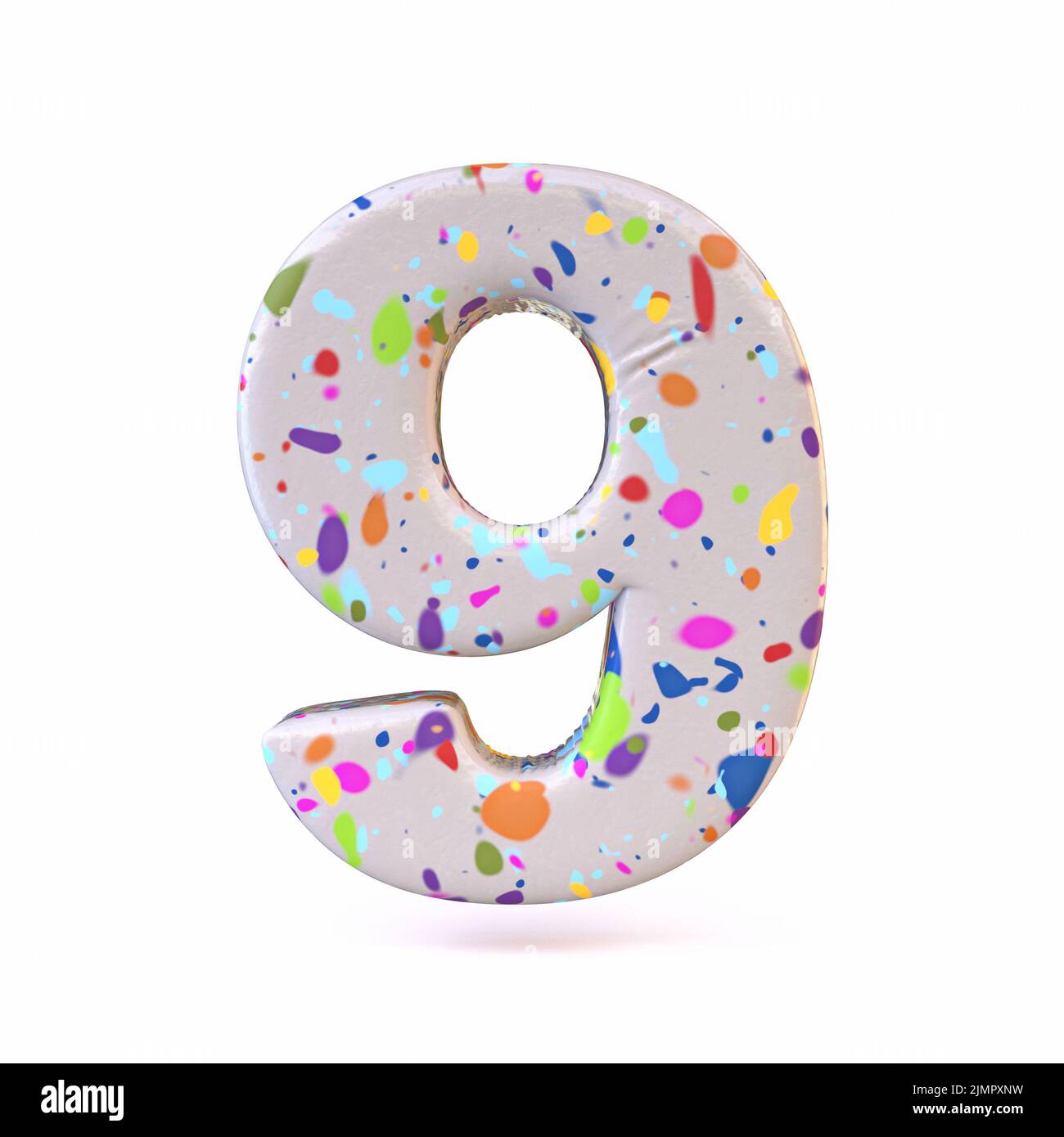Colorful terrazzo pattern font Number 9 NINE 3D Stock Photo - Alamy