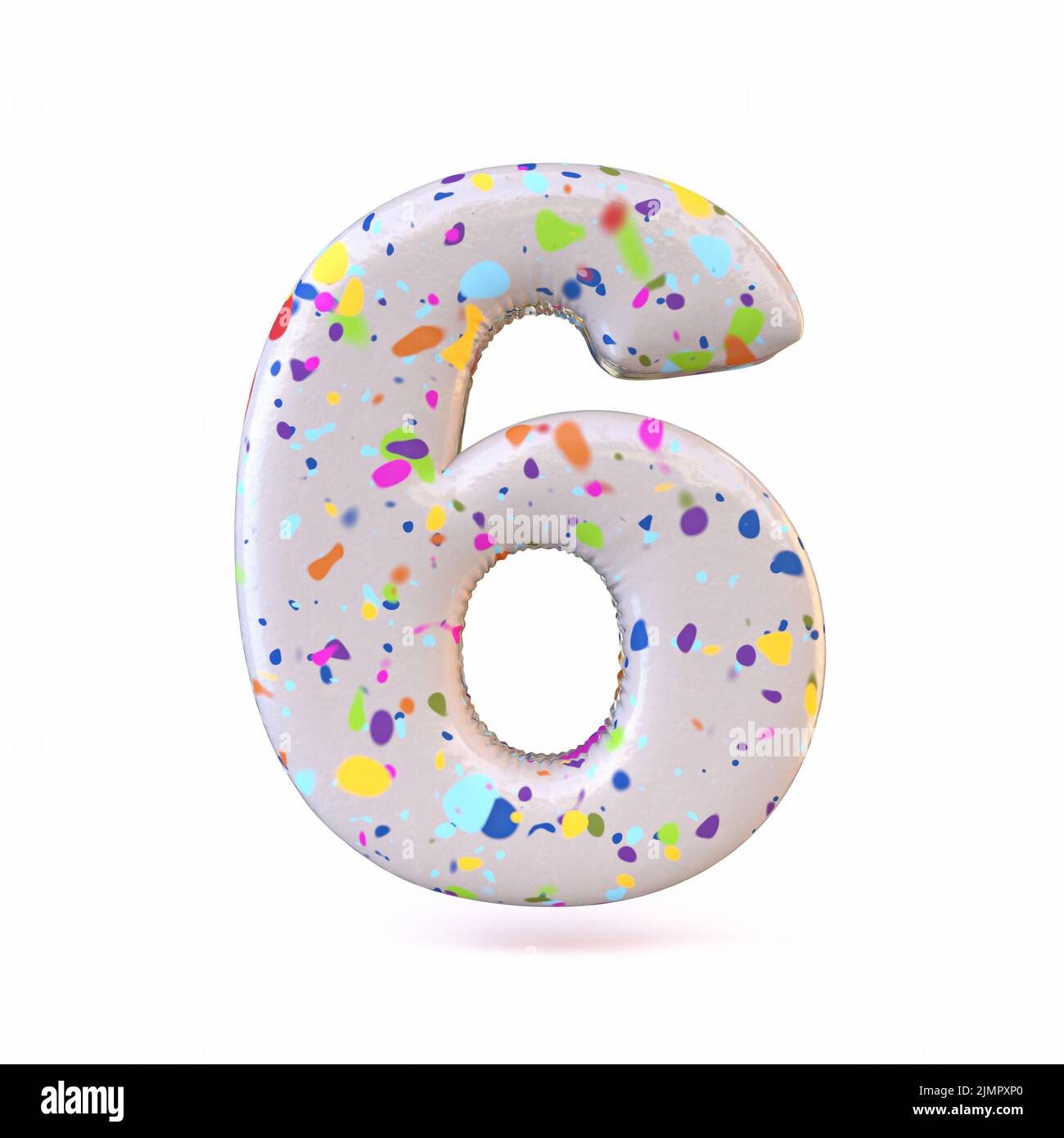 Colorful terrazzo pattern font Number 6 SIX 3D Stock Photo - Alamy