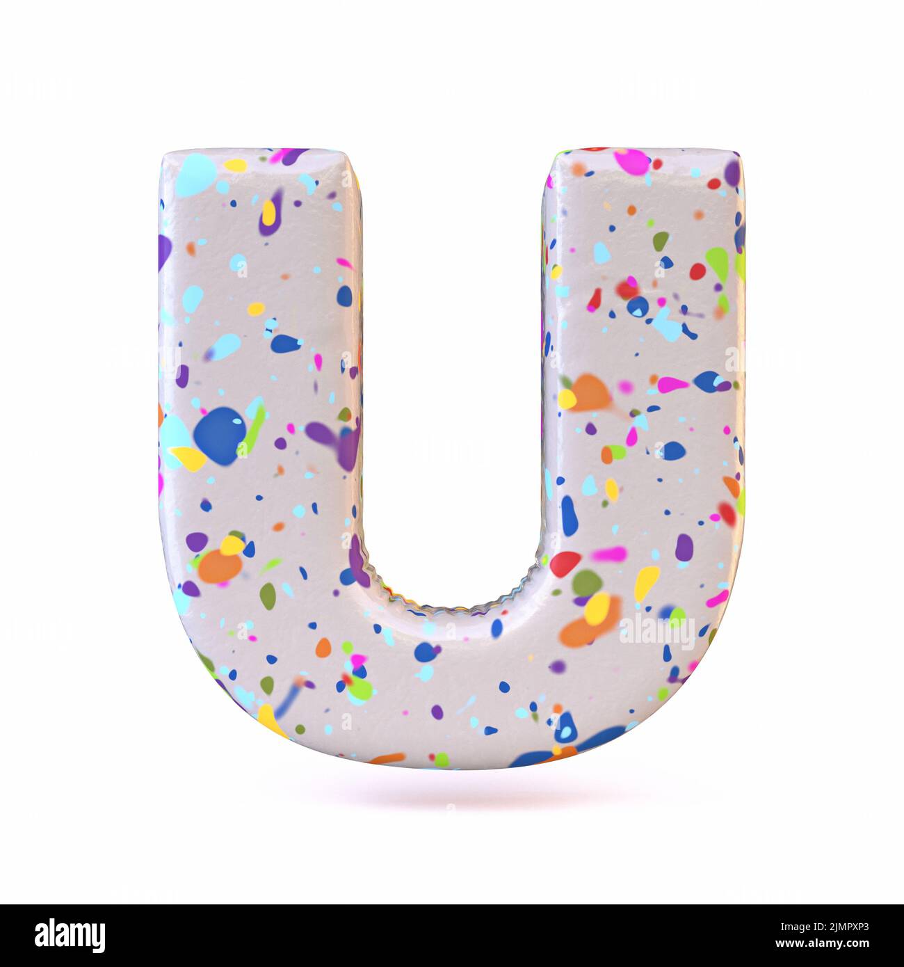 Colorful terrazzo pattern font Letter U 3D Stock Photo - Alamy