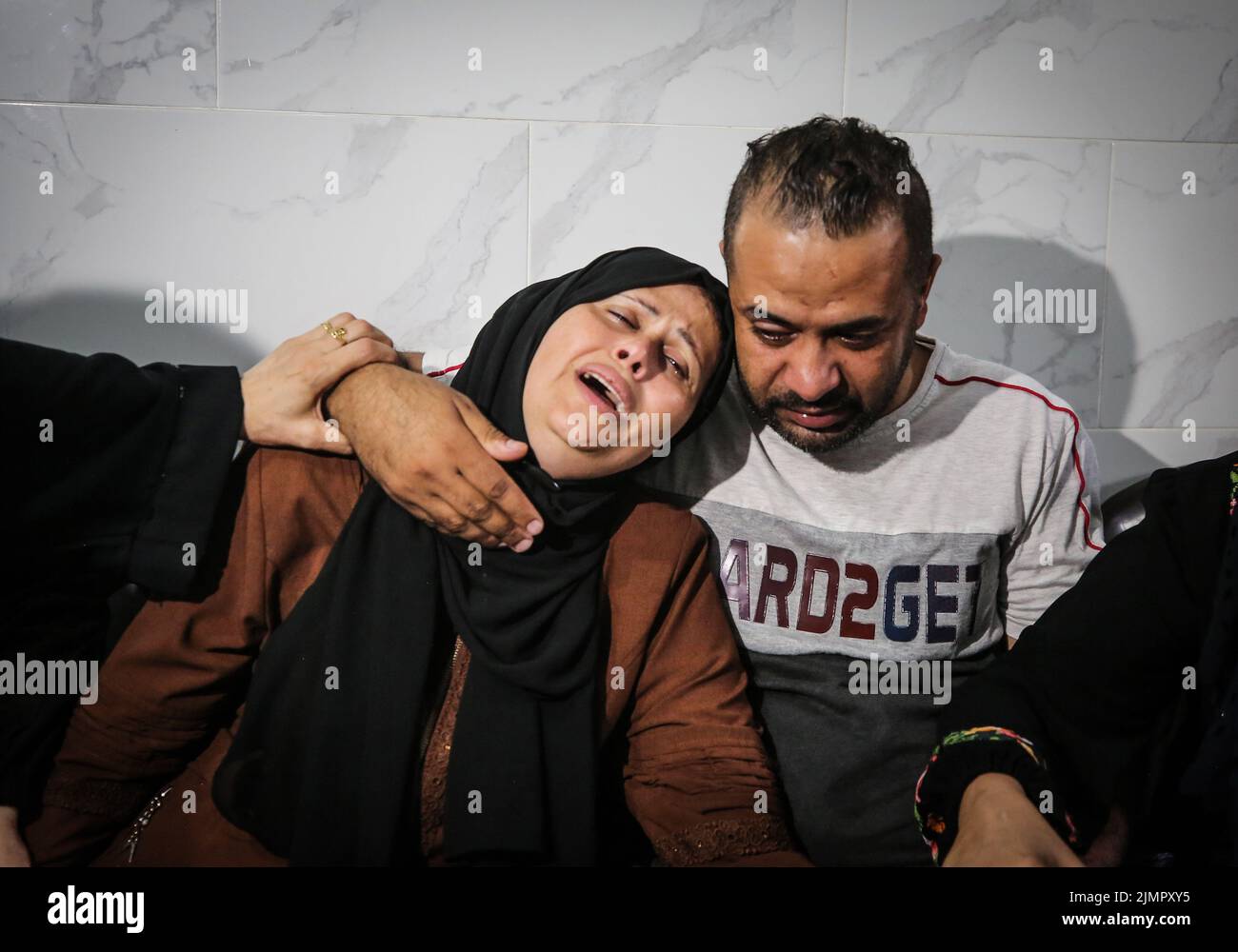 Gaza, Palestine. 07th Aug, 2022. Relatives mourn for Khalil Abu Hamada ...