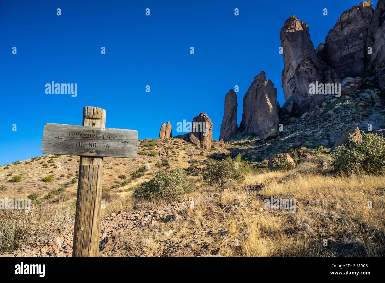 A description board for the trail in Apache Junction, Arizona Stock ...