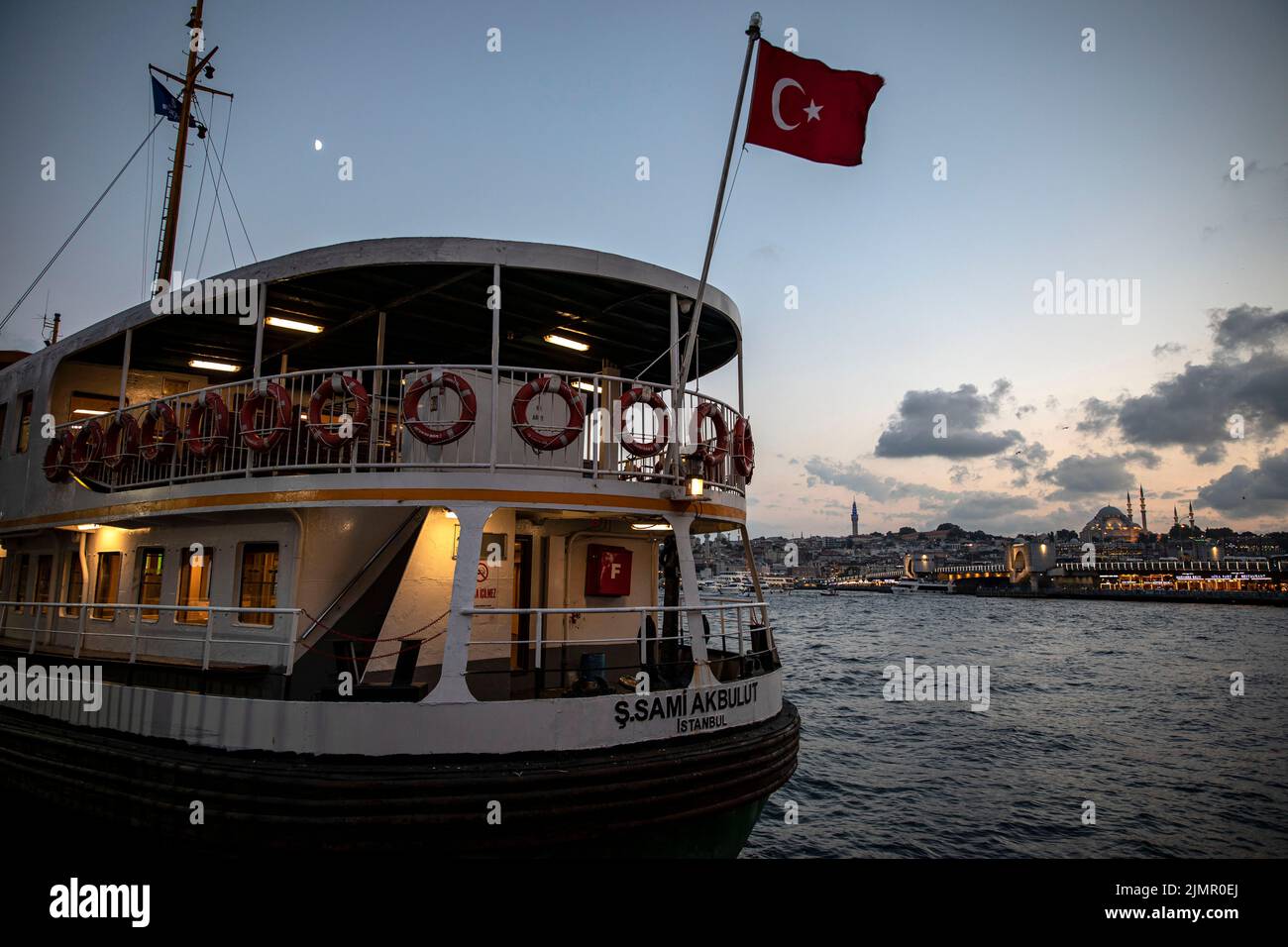 The city lines ferry stopped at Karakoy pier and the Historical Galata ...