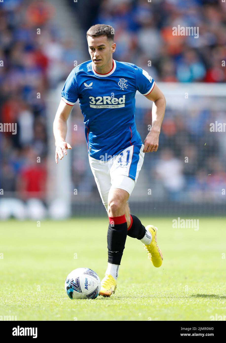 Rangers’ Tom Lawrence in action during the cinch Premiership match at ...