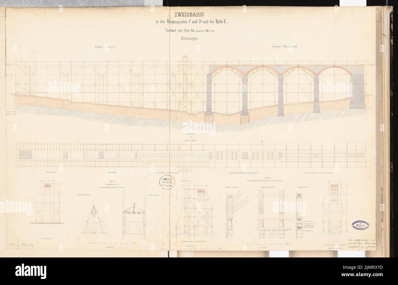 Lent Alfred (1836-1915), blast furnace system with a connecting railway ...