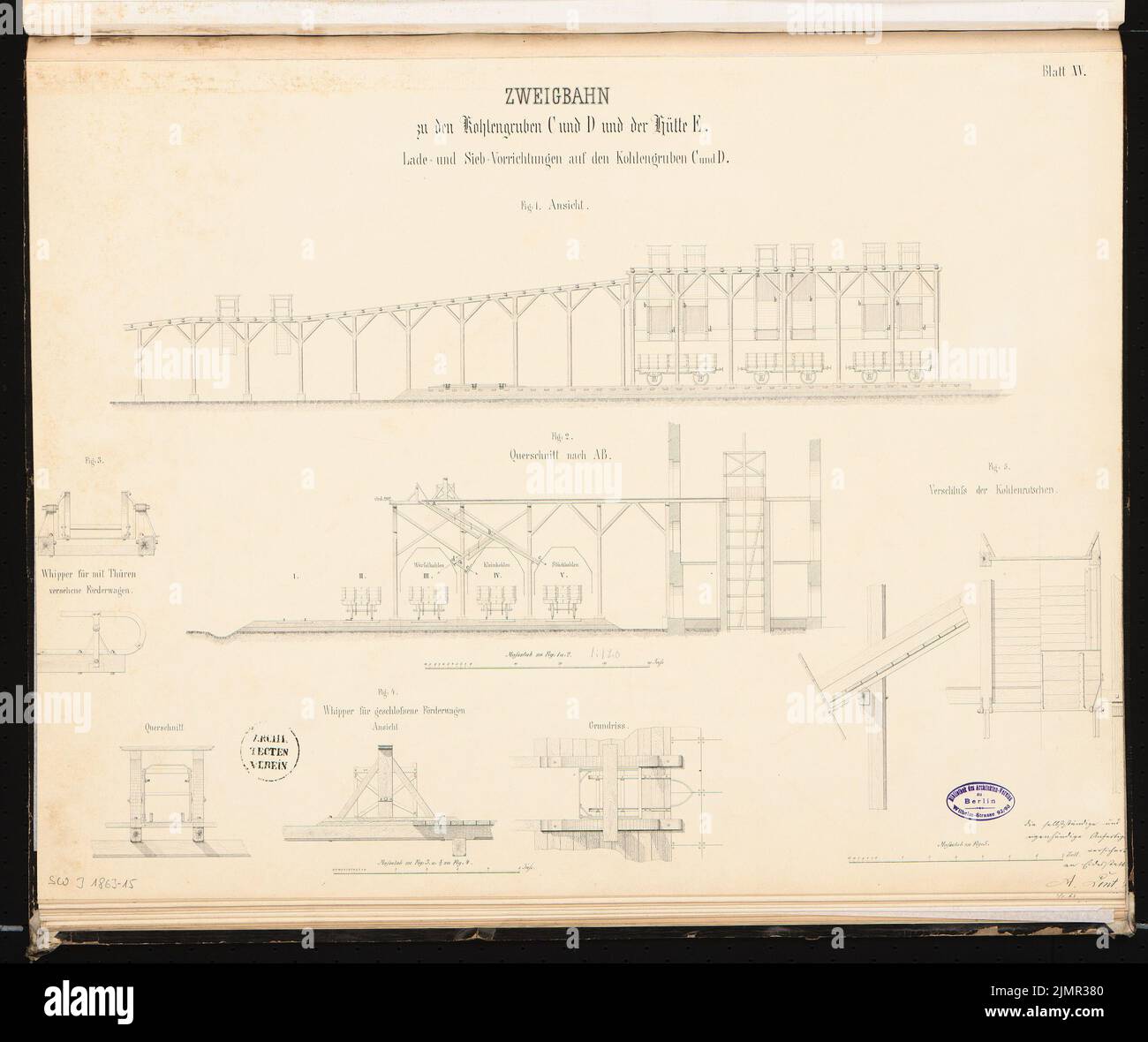 Lent Alfred (1836-1915), blast furnace system with a connecting railway ...