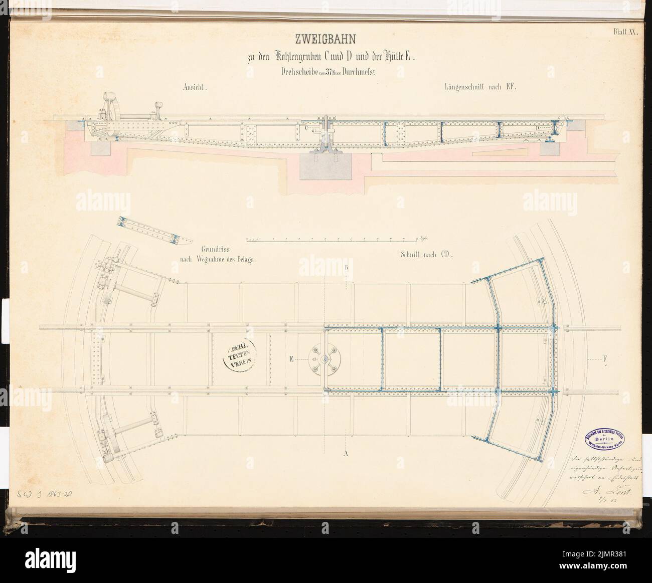 Lent Alfred (1836-1915), blast furnace system with a connecting railway ...