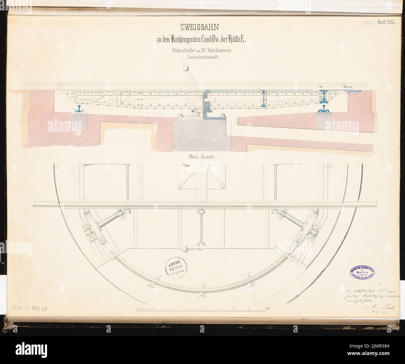 Lent Alfred (1836-1915), blast furnace system with a connecting railway ...