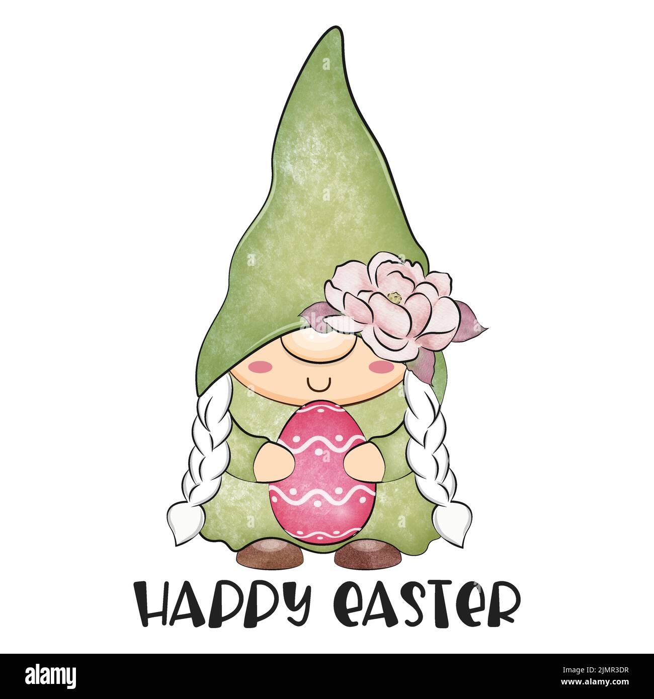 Cute easter gnome. Happy Easter holiday illustration Stock Photo - Alamy