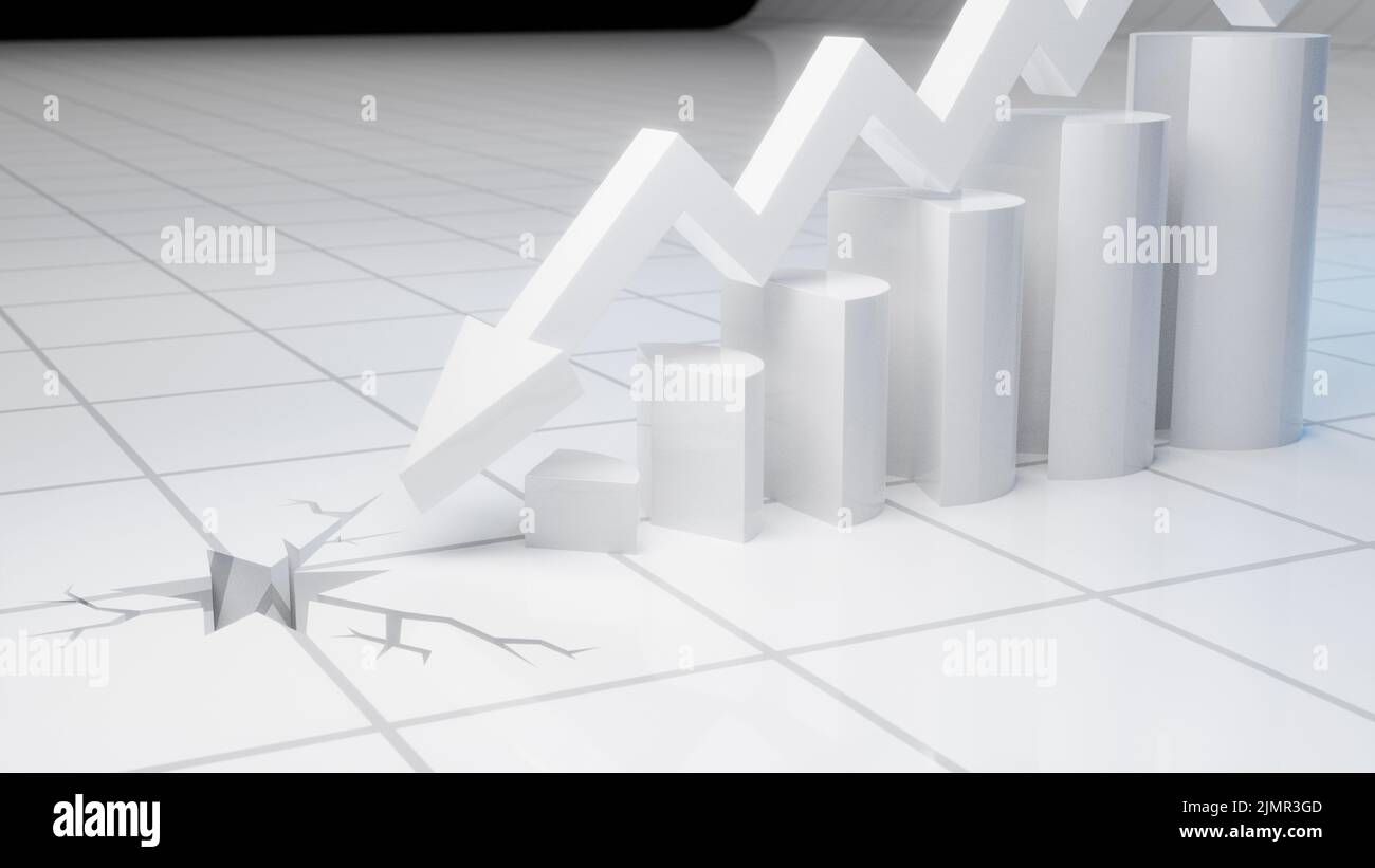 Econimical crisis concept. Spread in the world, economy is down. 3d ...