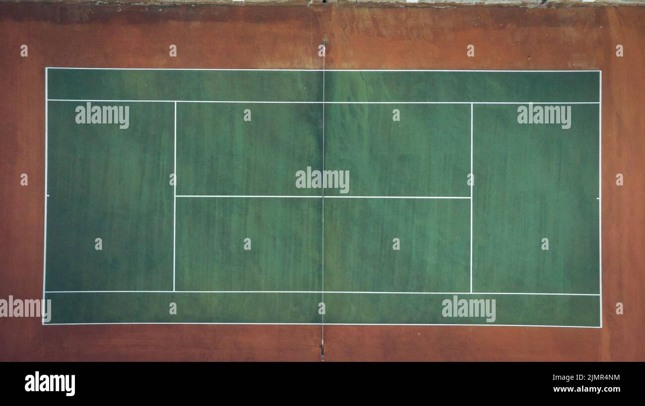 Aerial view of a tennis court layout with copy space Stock Photo - Alamy