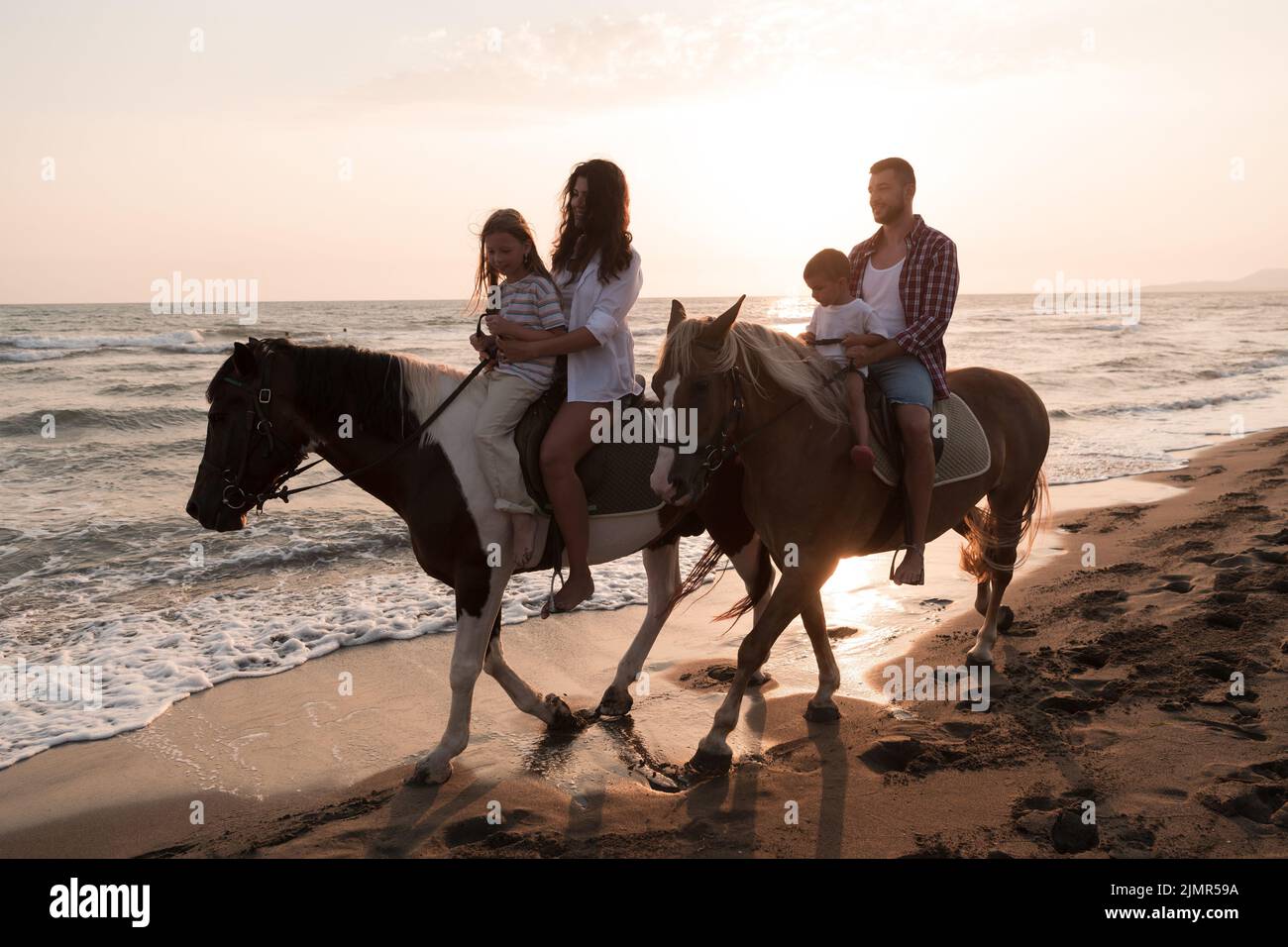 Children and horses and silhouette hi-res stock photography and images ...