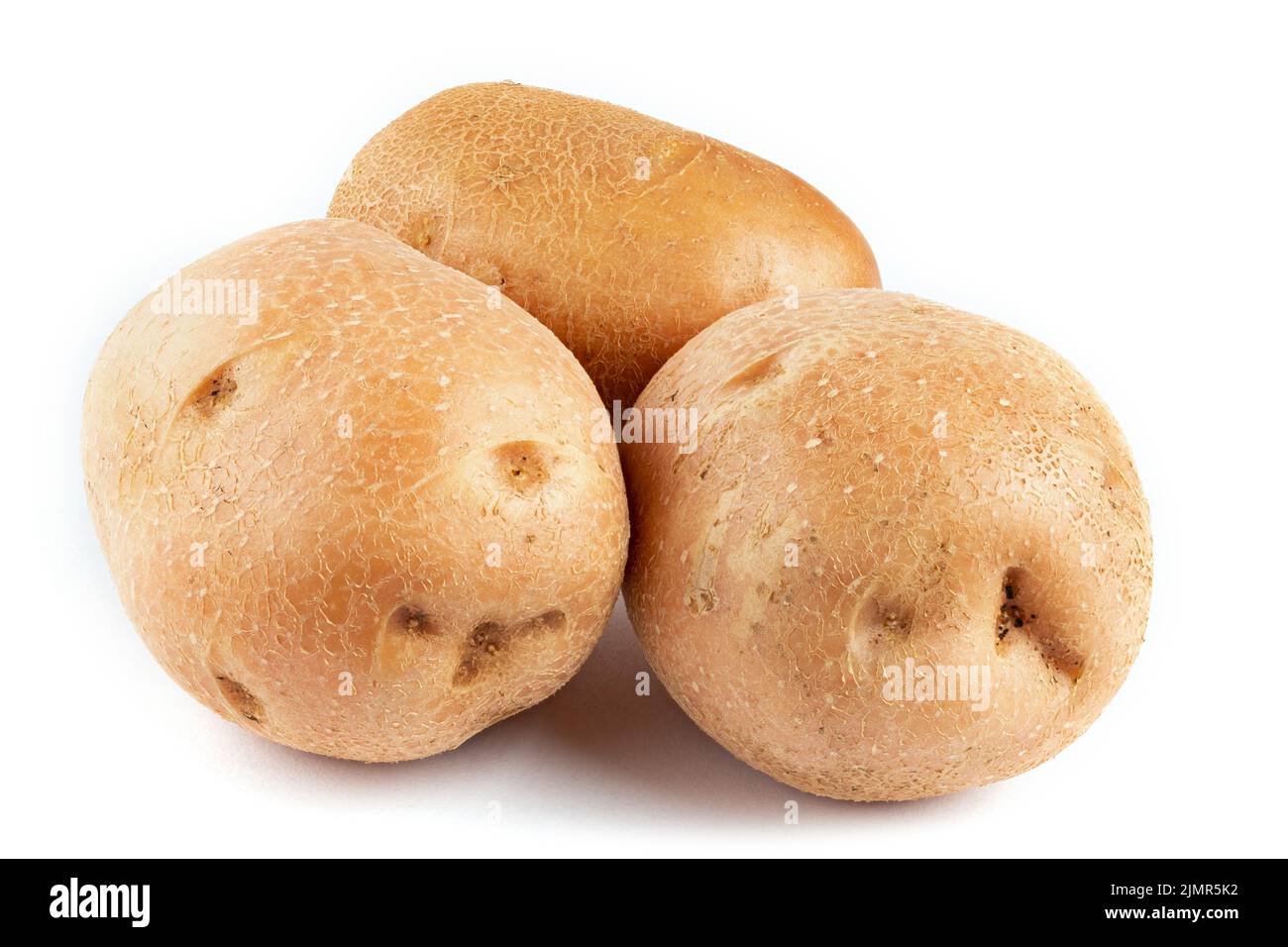 Raw unpeeled potatoes isolated on white background, full depth of field ...