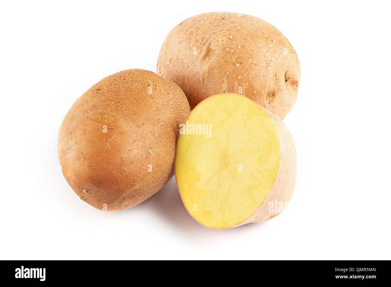 Raw unpeeled potatoes isolated on white background, full depth of field ...