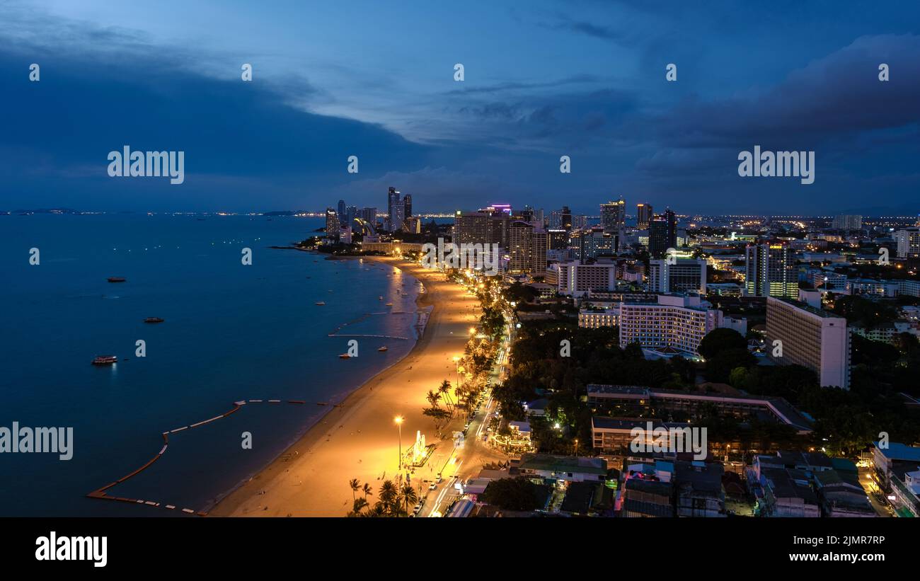 Aerial view of Pattaya city alphabet on the mountain, Pattaya ...